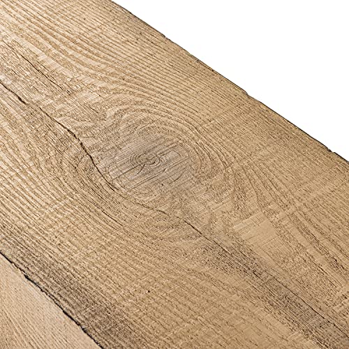 SUNBURY Outdoor Patio Concrete Bench, Wooden Look Bench for Patio, 48" Garden Bench Log Table, MgO and Rustic Metal Legs in Light Brown for proch Backyard