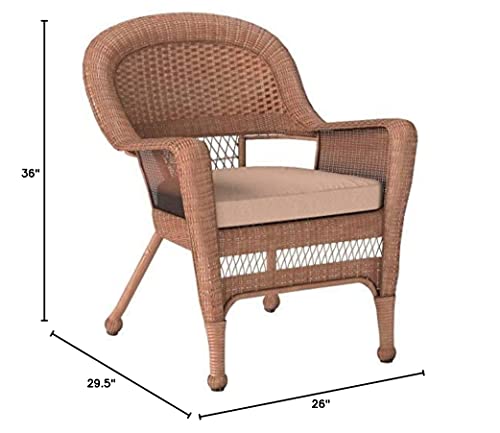 Jeco Wicker Chair with Brown Cushion, Set of 2, Honey/W00205-