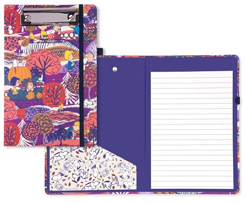 Vera Bradley Mini Clipboard Folio with Refillable Lined Notepad, Padfolio with Interior Pocket and Pen Loop, Fall For Peanuts