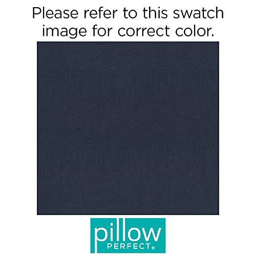 Pillow Perfect Rave Solid Indoor/Outdoor Wicker Patio Seat Cushion Reversible, Weather and Fade Resistant, Round Corner - 19" x 19", Blue, 2 Count