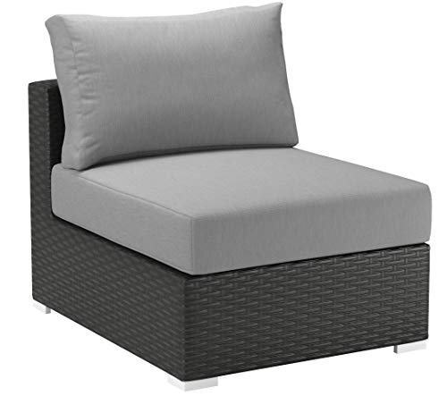 Modway EEI-1854-CHC-GRY Sojourn Wicker Rattan Outdoor Patio Sunbrella Fabric Armless Chair in Canvas Gray