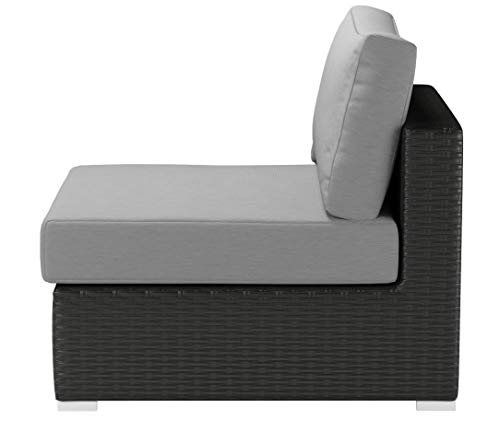 Modway EEI-1854-CHC-GRY Sojourn Wicker Rattan Outdoor Patio Sunbrella Fabric Armless Chair in Canvas Gray