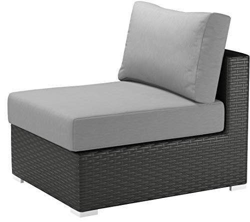 Modway EEI-1854-CHC-GRY Sojourn Wicker Rattan Outdoor Patio Sunbrella Fabric Armless Chair in Canvas Gray
