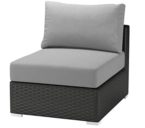 Modway EEI-1854-CHC-GRY Sojourn Wicker Rattan Outdoor Patio Sunbrella Fabric Armless Chair in Canvas Gray
