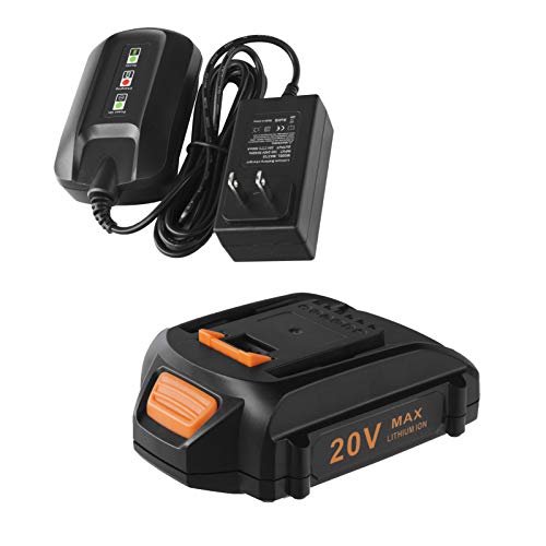 Cell9102 Replacement Worx 20V Battery and Charger Starter Kit, WA3520 Lithium Battery and Charger WA3742 Compatible with Worx 20-Volt Cordless Power Tools