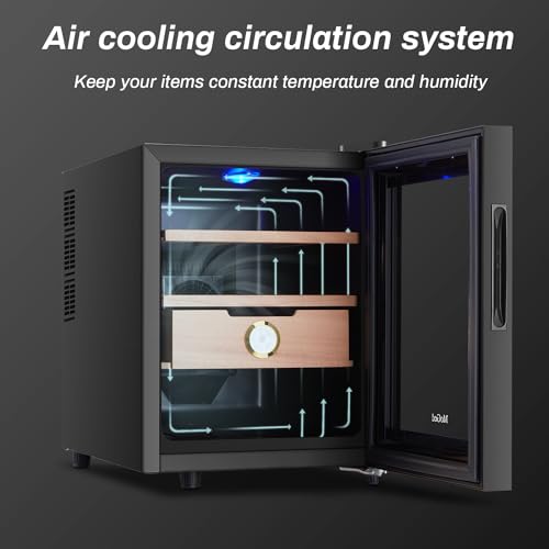 MoGed Mini Cooler 35L with Temperature and Humidity System, Made With Spanish Cedar, Full Glass Door, For Business &Gift