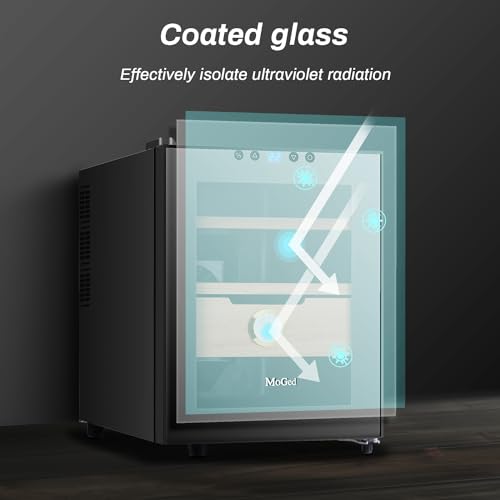 MoGed Mini Cooler 35L with Temperature and Humidity System, Made With Spanish Cedar, Full Glass Door, For Business &Gift