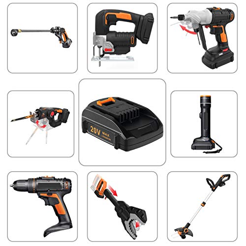 Cell9102 Replacement Worx 20V Battery and Charger Starter Kit, WA3520 Lithium Battery and Charger WA3742 Compatible with Worx 20-Volt Cordless Power Tools