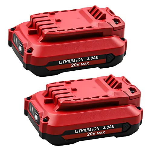 2 Pack 20V 3.0Ah Replacement for Craftsman V20 Lithium Ion Battery, Compatible with  Craftsman 20V MAX CMCB205 CMCB204 CMCB206 CMCB202 CMCB201 20 Volt Cordless Power Tools