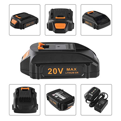 Cell9102 Replacement Worx 20V Battery and Charger Starter Kit, WA3520 Lithium Battery and Charger WA3742 Compatible with Worx 20-Volt Cordless Power Tools