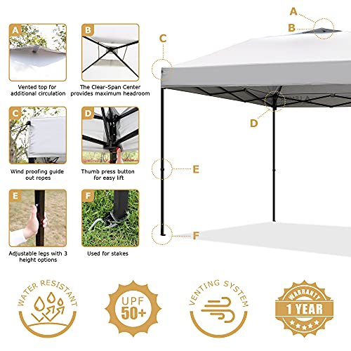 Leader Accessories Silver Pop-Up Canopy Tent 10'x10' Canopy Instant Canopy Straight Leg Shelter with Wheeled Carry Bag, with 4pcs Sandbags