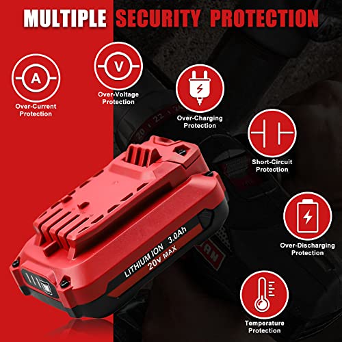 2 Pack 20V 3.0Ah Replacement for Craftsman V20 Lithium Ion Battery, Compatible with  Craftsman 20V MAX CMCB205 CMCB204 CMCB206 CMCB202 CMCB201 20 Volt Cordless Power Tools