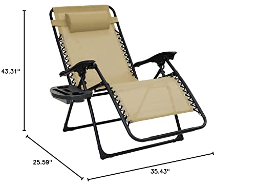 Sun-Ray 213076OVR1P Oversized Zero Gravity Chair, Taupe