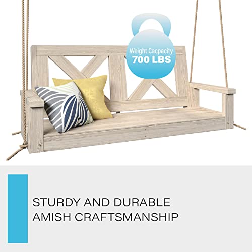 Porchgate Amish Heavy Duty 700 Lb Farmhouse Porch Swing W/ Ropes (5 Foot, Unfinished)