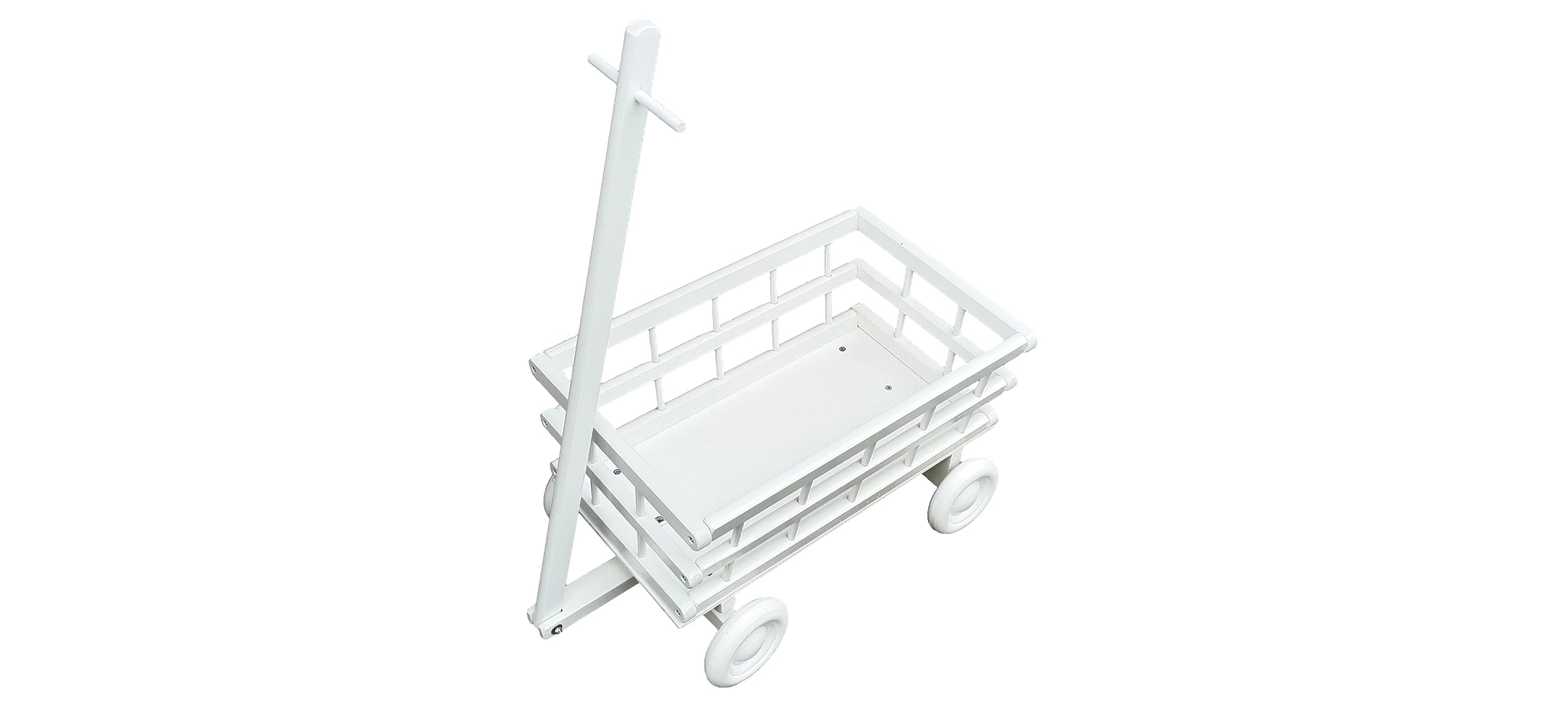 Premium Wooden Wagon JULEK - Safe and Beautiful | Ideal for Weddings and Flower Girls | Color: White Fluff | Wheels: Rubber