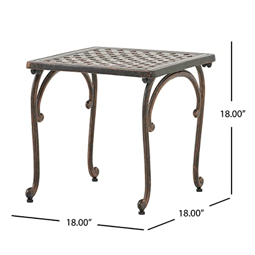 Christopher Knight Home Mckinley Outdoor Cast End Tables, 2-Pcs Set, Shiny Copper