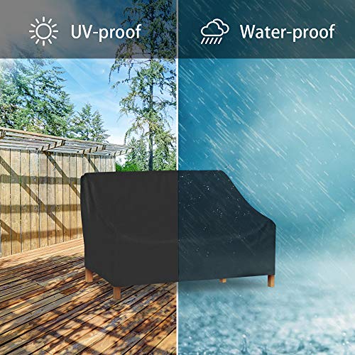 iCOVER Patio Sofa Cover, Waterproof 2-Seater Deep Lounge Loveseat Cover, Lightweight Easy On/Off, Buckles Drawstring Design,60"x34"x30" (LxDxH)