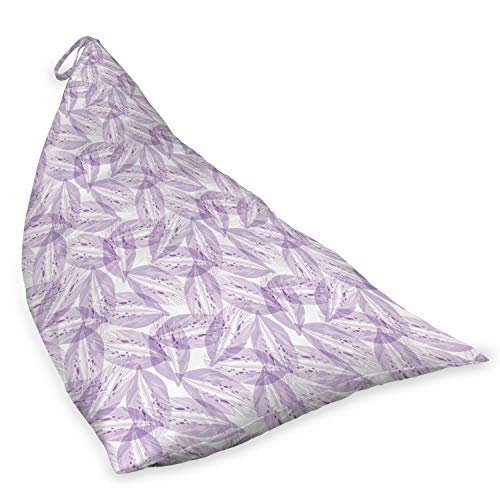 Ambesonne Pastel Lounger Chair Bag, Monochrome Leafage Pattern Foliage of Feminine Nature Plants Gardening Theme, High Capacity Storage with Handle Container, Lounger Size, Lilac and White