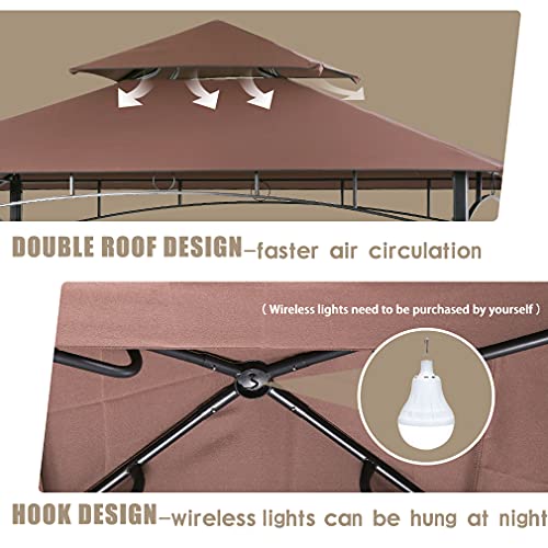 Grill Gazebo,8'x 5' BBQ Canopy,Double Tiered Grill Canopy Barbecue Gazebo for Outdoor Patio Backyard
