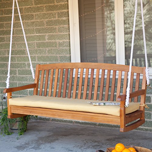 International Caravan Furniture Piece Royal Tahiti Curved Back Wood Two Seated Swing