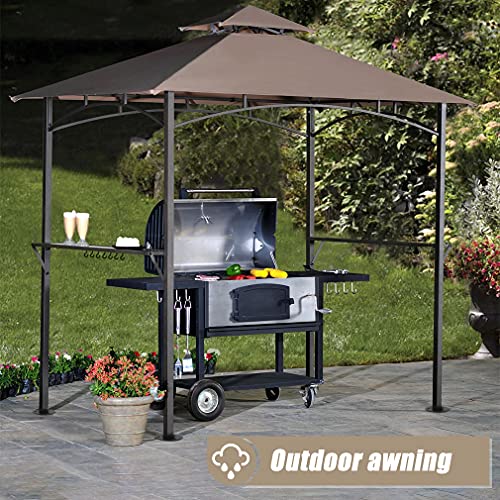 Grill Gazebo,8'x 5' BBQ Canopy,Double Tiered Grill Canopy Barbecue Gazebo for Outdoor Patio Backyard