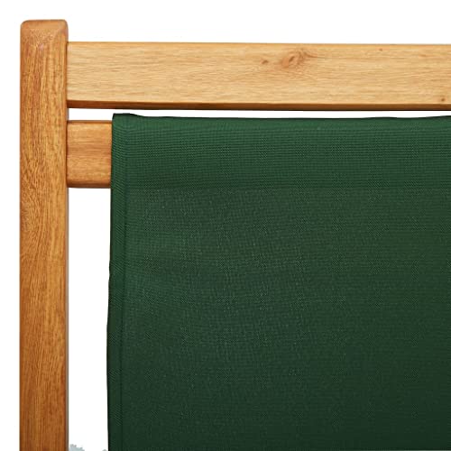 imasay Folding Beach Chair Eucalyptus Wood and Fabric Green for Dining Room, Modern Kitchen Living Room,Garden,Indoor or Outdoor