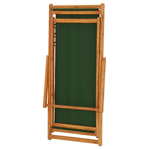 imasay Folding Beach Chair Eucalyptus Wood and Fabric Green for Dining Room, Modern Kitchen Living Room,Garden,Indoor or Outdoor