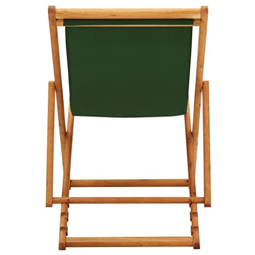 imasay Folding Beach Chair Eucalyptus Wood and Fabric Green for Dining Room, Modern Kitchen Living Room,Garden,Indoor or Outdoor