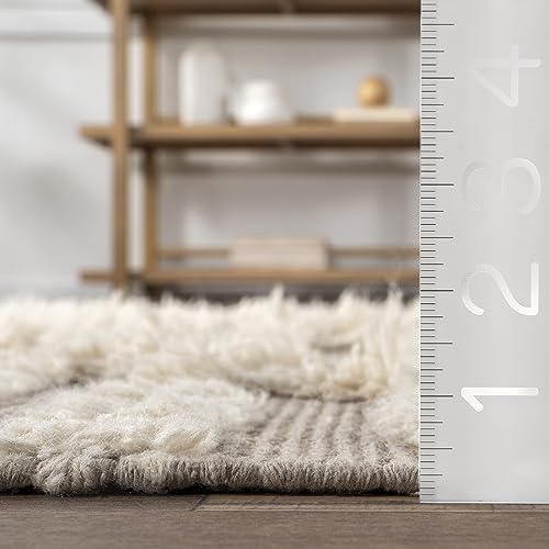 nuLOOM Kandice Contemporary Trellis Wool Blend Area Rug, 8x10, Beige