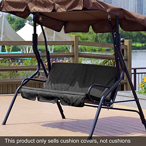 AMONIDA Swing Cushion Cover, 190T Polyester Taffeta Porch Swing Cushions, Three Seaters Patio Swing Replacement Cushions for 3-Seats Swing Seats(150x50x10cm)(Black)