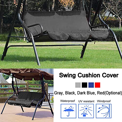AMONIDA Swing Cushion Cover, 190T Polyester Taffeta Porch Swing Cushions, Three Seaters Patio Swing Replacement Cushions for 3-Seats Swing Seats(150x50x10cm)(Black)
