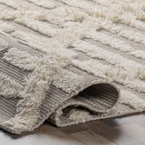 nuLOOM Kandice Contemporary Trellis Wool Blend Area Rug, 8x10, Beige