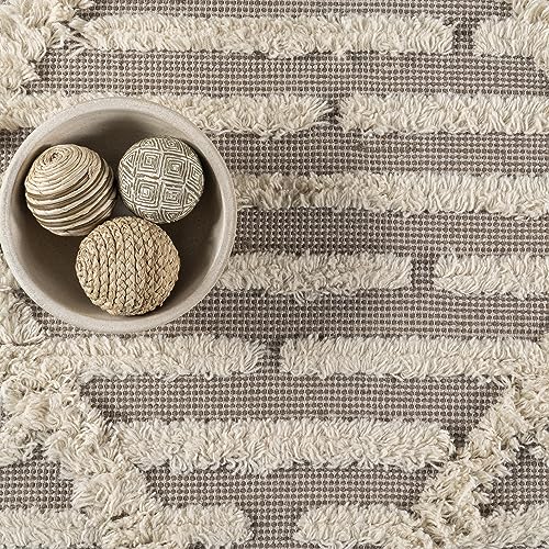 nuLOOM Kandice Contemporary Trellis Wool Blend Area Rug, 8x10, Beige