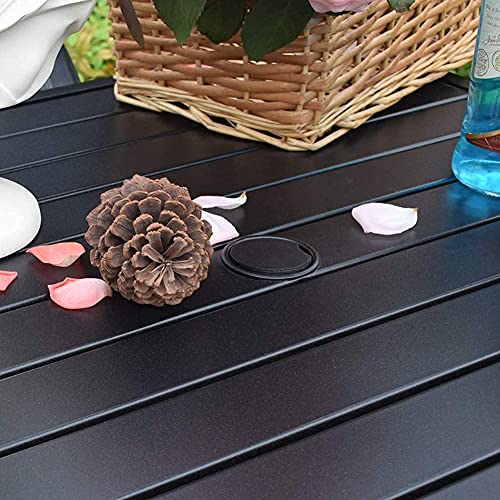 VICLLAX 5PCS Outdoor Swivel Bar Sets, Bar Height Patio Set with 4 Patio Bar Stools and 1 Square Bar Table with Umbrella Hole, Black Frame