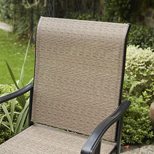 VICLLAX 5PCS Outdoor Swivel Bar Sets, Bar Height Patio Set with 4 Patio Bar Stools and 1 Square Bar Table with Umbrella Hole, Black Frame