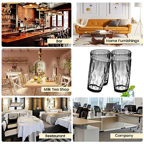16oz Clear Acrylic Drinking Cups Plastic Tumblers Drinking Glasses Set Wine Glasses Beverage Cups Tumbler for Poolside Party, Stackable, Dishwasher Safe, Easy to Clean, Large Capacity