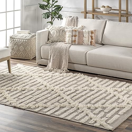 nuLOOM Kandice Contemporary Trellis Wool Blend Area Rug, 8x10, Beige