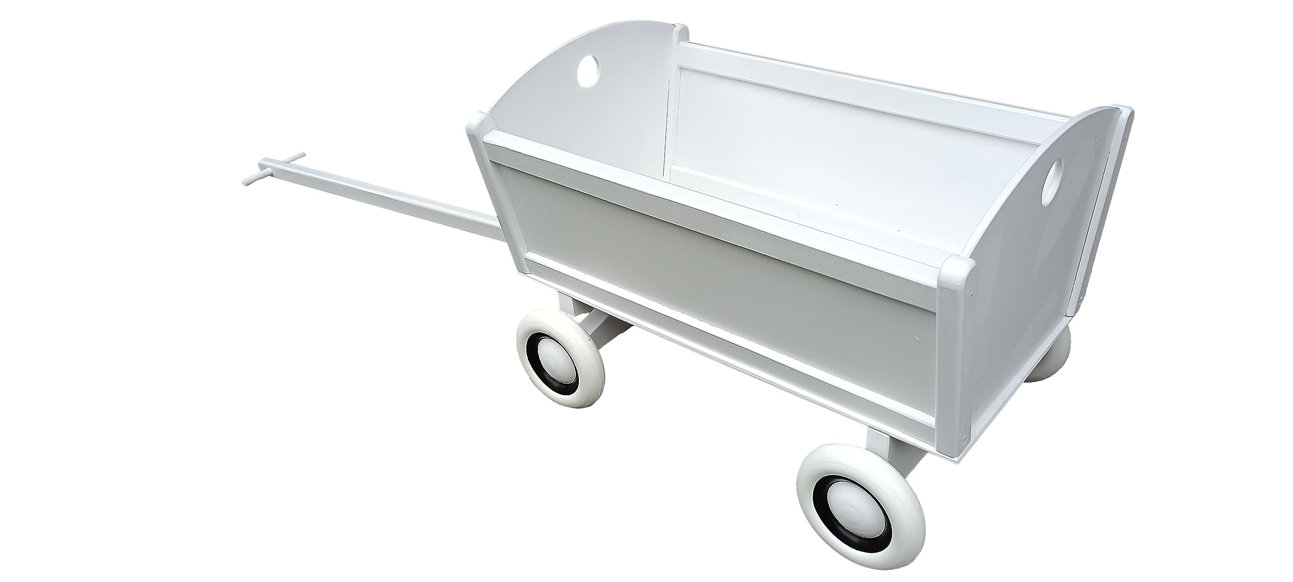 Premium Wooden Wagon STAS - Safe and Beautiful | Ideal for Weddings and Flower Girls | Color: White Fluff| Wheels: Rubber