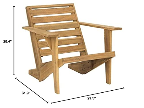 Safavieh PAT6746A Outdoor Collection Lanty Teak Adirondack Side Chair, Natural