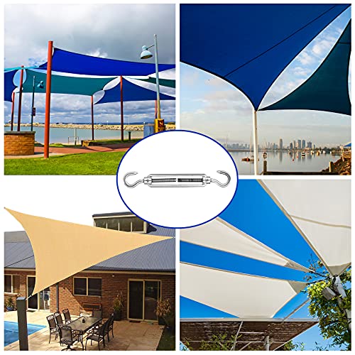 Shade Sail Hardware Kit, Sun Shade Hardware Kit with 304 Stainless Steel Wire Rope for Square/Rectangle/Triangle Sun Shade Sails, Anti-Rust Stainless Steel Accessories for Outdoor (6 inch, 50 pcs)