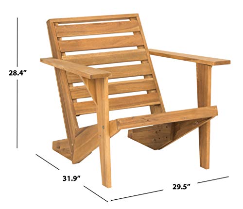 Safavieh PAT6746A Outdoor Collection Lanty Teak Adirondack Side Chair, Natural