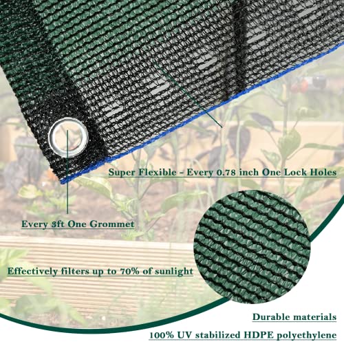 UCINNOVATE 6.5 x 10 FT Green Sunblock Shade Cloth for Plants,70% Sun Shade Mesh Tarp UV Resistant Shade Fabric Taped Edge with Grommets, Shade Screen Net for Patio Lawn Garden Greenhouse Kennel