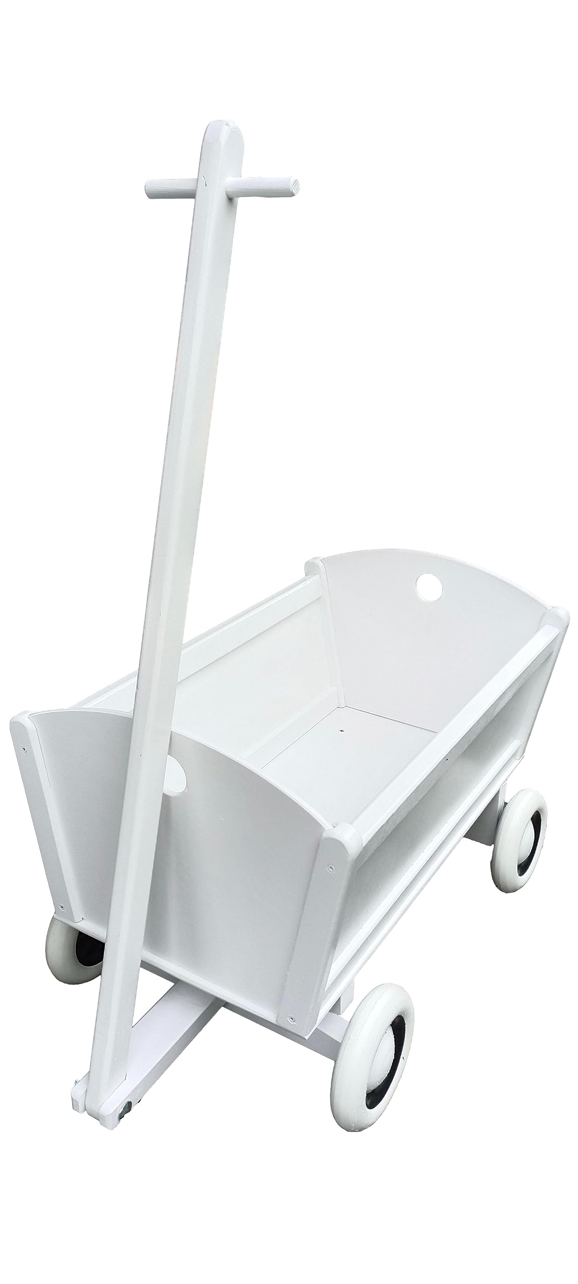 Premium Wooden Wagon STAS - Safe and Beautiful | Ideal for Weddings and Flower Girls | Color: White Fluff| Wheels: Rubber
