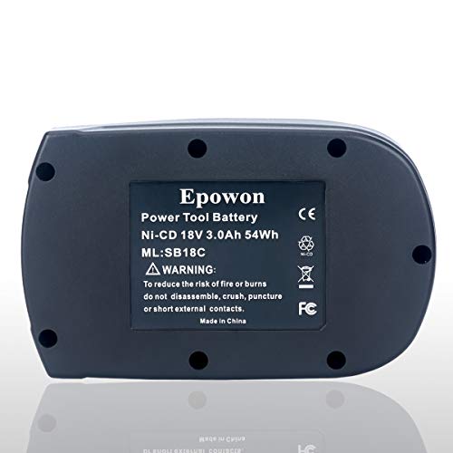 Epowon 2Packs 18-Volt Ni-Cd Battery 3600mAh Replacement for SKIL SB18C SB18A SB18B 2810 2888 2895 2897 2898 4570 5850 5995 7305 9350 Cordless Drill Tools