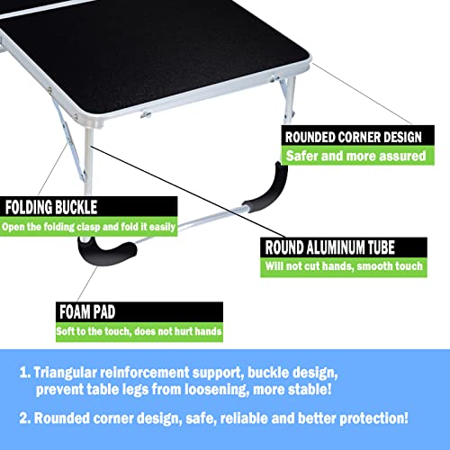 Utdfbwq Portable Folding Table, Outdoor Folding Table, Folding Beach Table, Laptop Table, Suitable for Outdoor Travel, Camping, Beach, Barbecue, Picnic, Party, Patio, Etc. (Black)