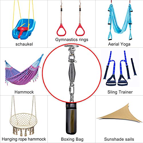 SELEWARE Stainless Steel Swivel Hanger with Heavy Duty Spring, Iron Chain and Bolts, Ceiling Mount for Hanging Indoor Swing, Hammock Chair, Heavy Punching Bag