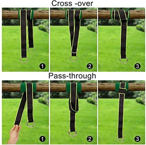 FORTGESCHE Tree Swing Straps Hanging Kits, Adjustable Swing Hammock Straps 5ft Length with 2 Heavy Duty Lock Carabiner Hooks and Tree Protector Sleeves Perfect for Hammock & Tree Swing, Holds 2200lb