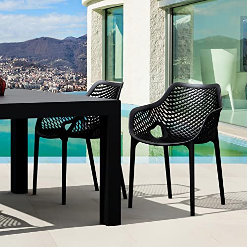 Compamia Air XL Outdoor Patio Dining Arm Chair in Black (Set of 2)
