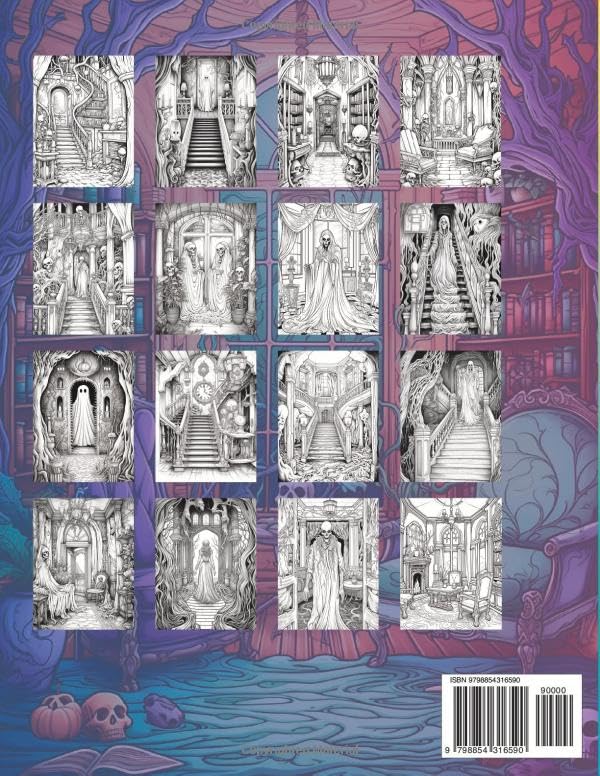 Haunted Mansion : Adult Coloring Book: Explore the Eerie World of Ghostly Delights, Perfect Gift For Halloween!