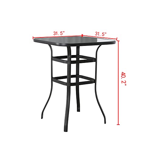 LOKATSE HOME 3 Pcs Patio Bar High Swivel Stools Set, 2 Tall Chairs and 1 Height Outdoor Bistro Table, Khaki